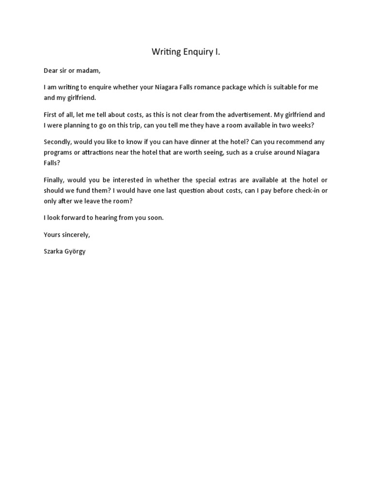 Writing Enquiry I | PDF