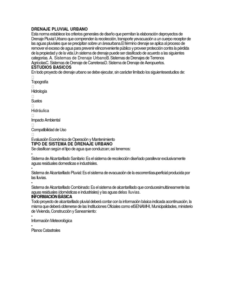 Drenaje Pluvial Urbano | PDF