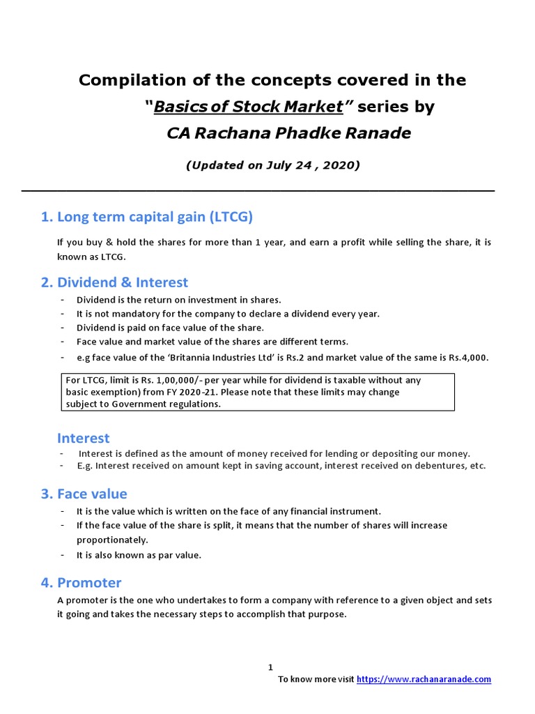 Basics of Stock Market Notes | PDF | Order (Exchange) | Initial Public ...