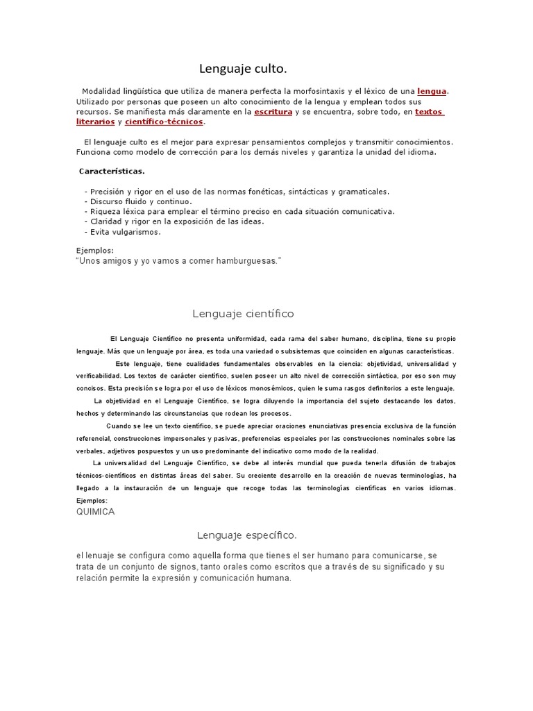 Lenguaje Culto | PDF | Método científico | Asunto (gramática)