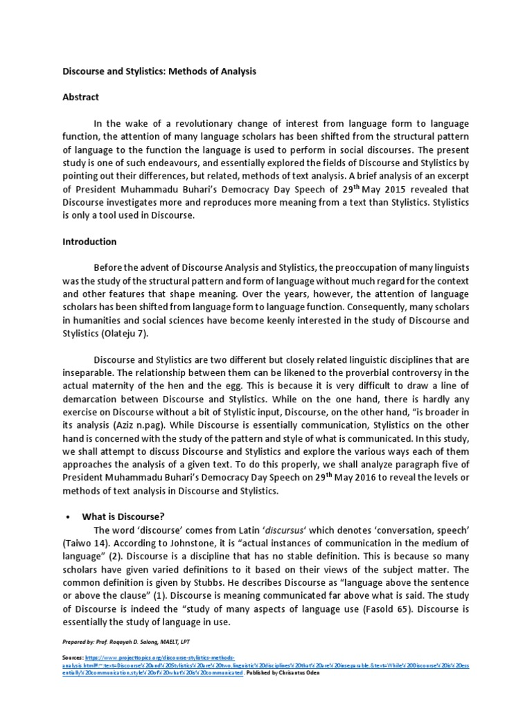 Discourse and Stylistics | PDF | Discourse | Linguistics