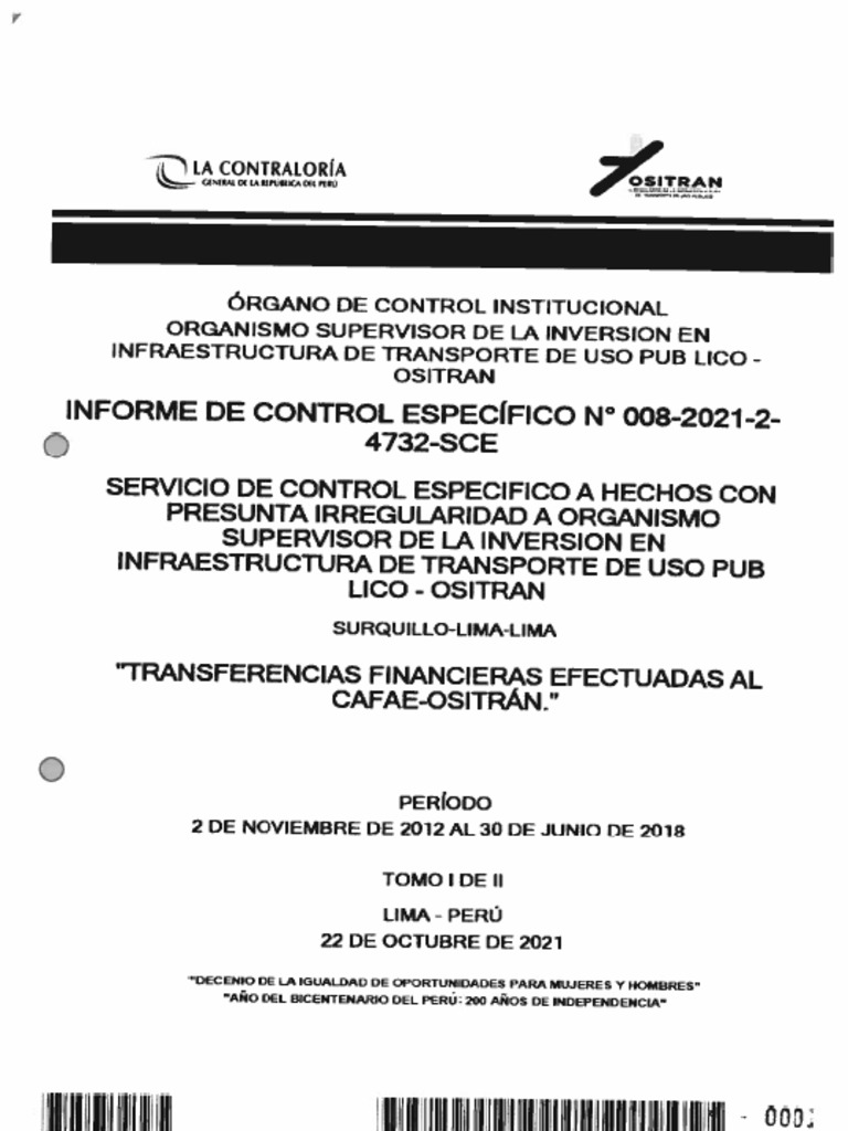 Informe de Control Específico Ositrán | PDF