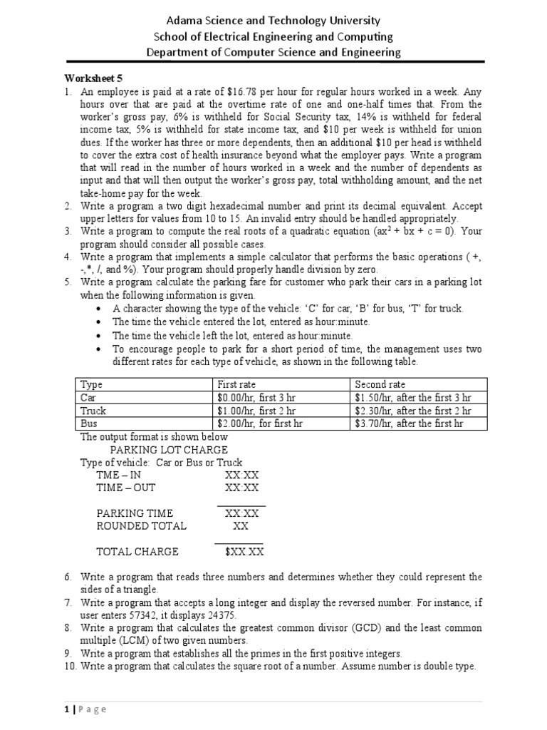 Worksheet 5 | PDF | Numbers | Payroll Tax