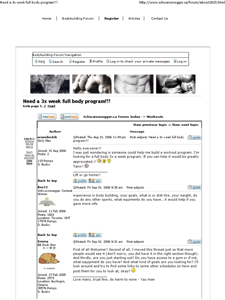 Need A 3x Week Full Body Program!!! | PDF | Weight Training | Internet ...