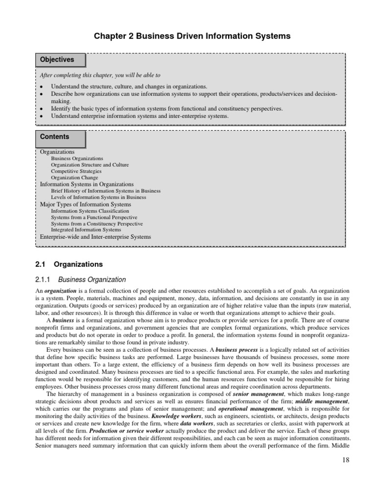 Chapter 2 Business Driven Information Systems: Objectives | PDF | Business Process | Information ...