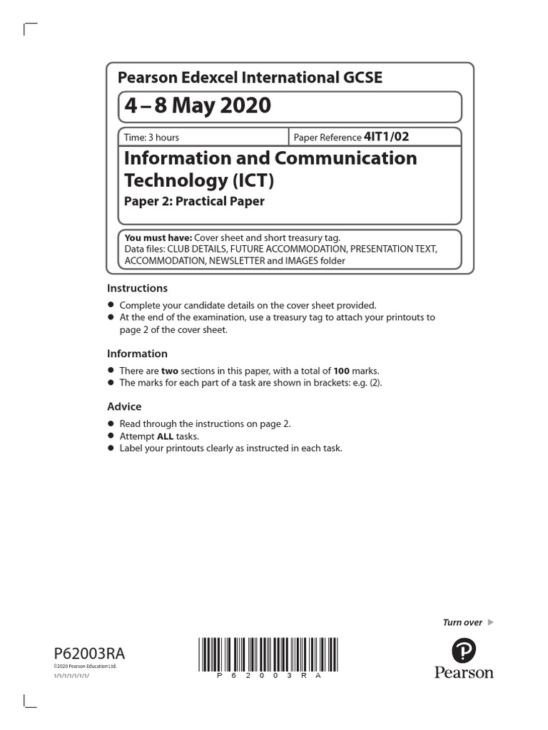 May 2020 ICT Practical Paper | PDF | Spreadsheet | Databases