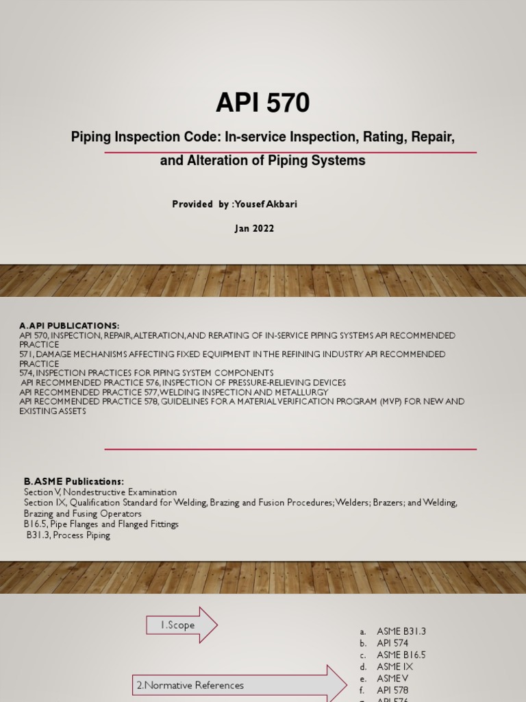 API 570 Piping Inspection Code Overview | PDF | Pipe (Fluid Conveyance ...