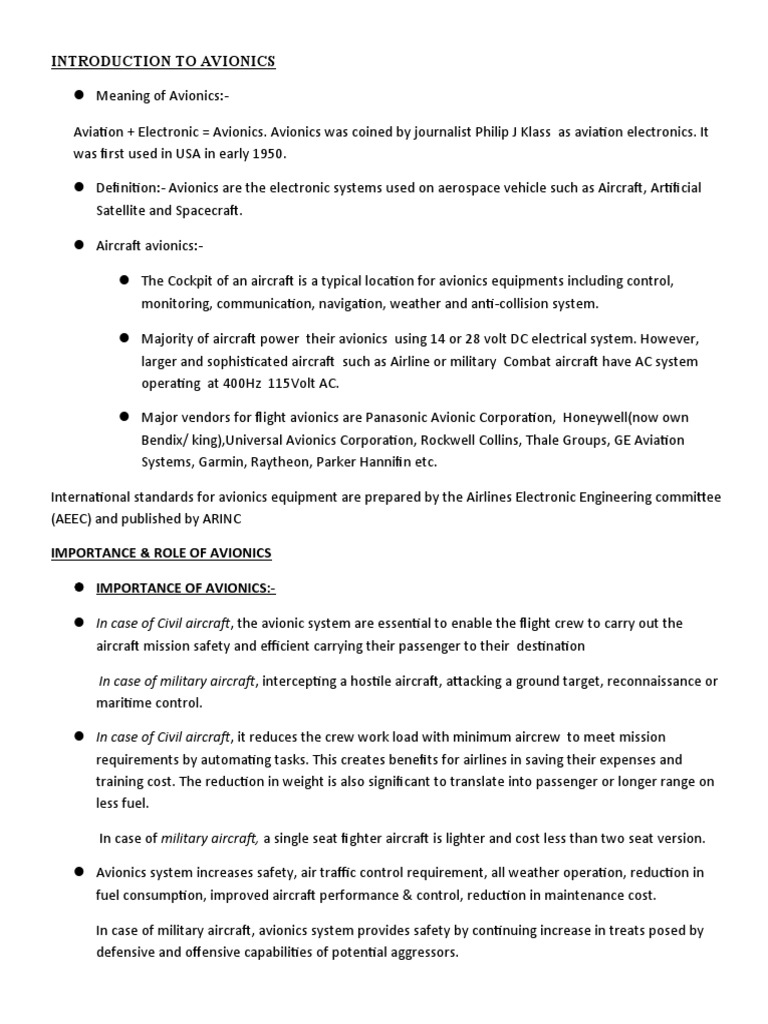 Avionics Chapter 1 | PDF | Avionics | Electronics