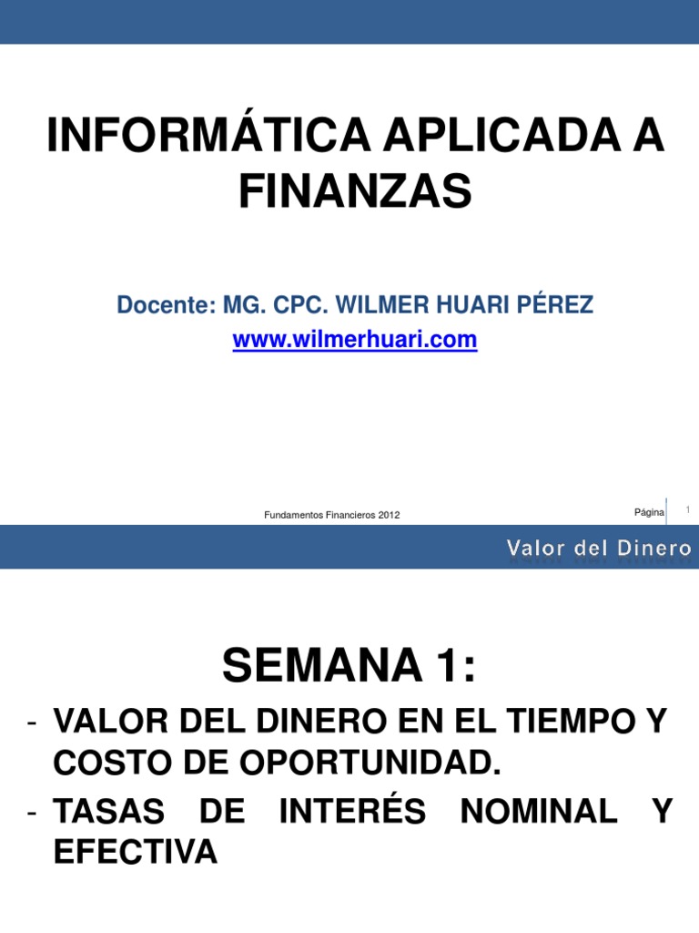 Informática Aplicada A Finanzas | PDF | Interés | Inversiones