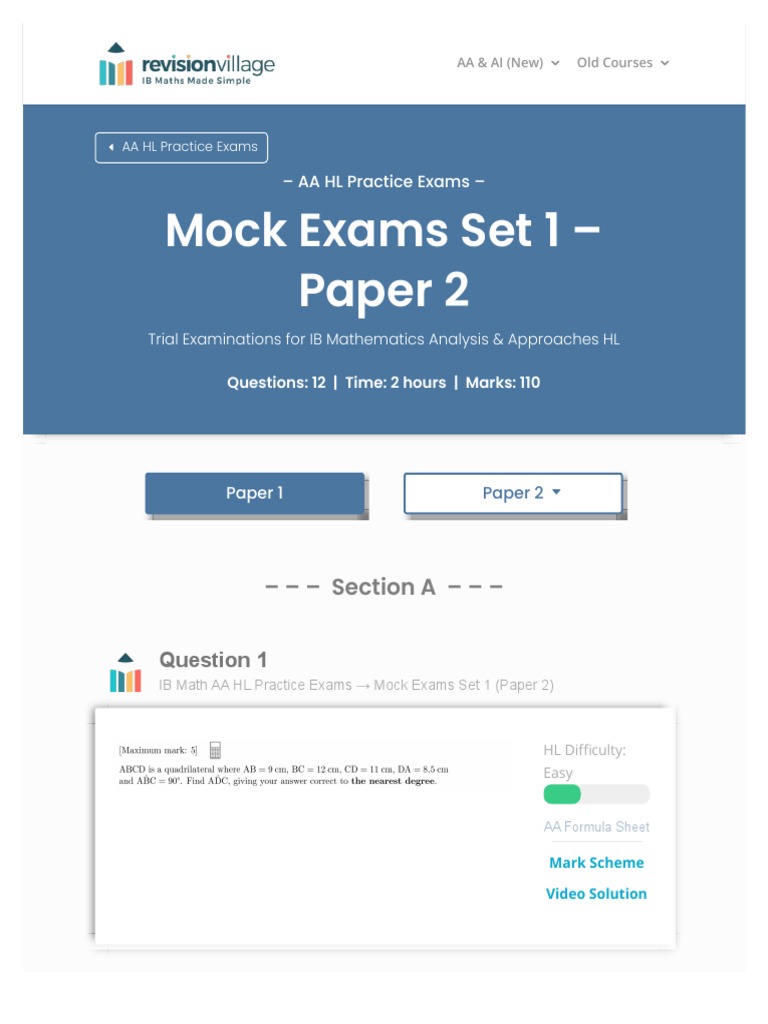 Mock Exams Set 1 - Paper 2: - Section A | PDF | Statistics Of Education ...