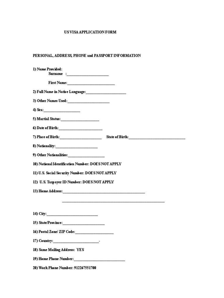 Us Visa Application Form | PDF | Travel Visa | Passport