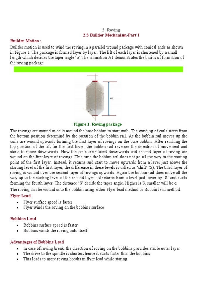 Roving Motion in Bobbin Building | PDF | Belt (Mechanical) | Gear