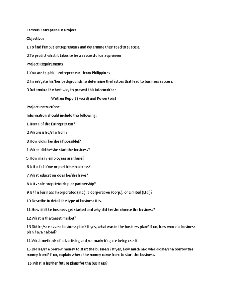 Famous Entrepreneur Project | PDF | Business