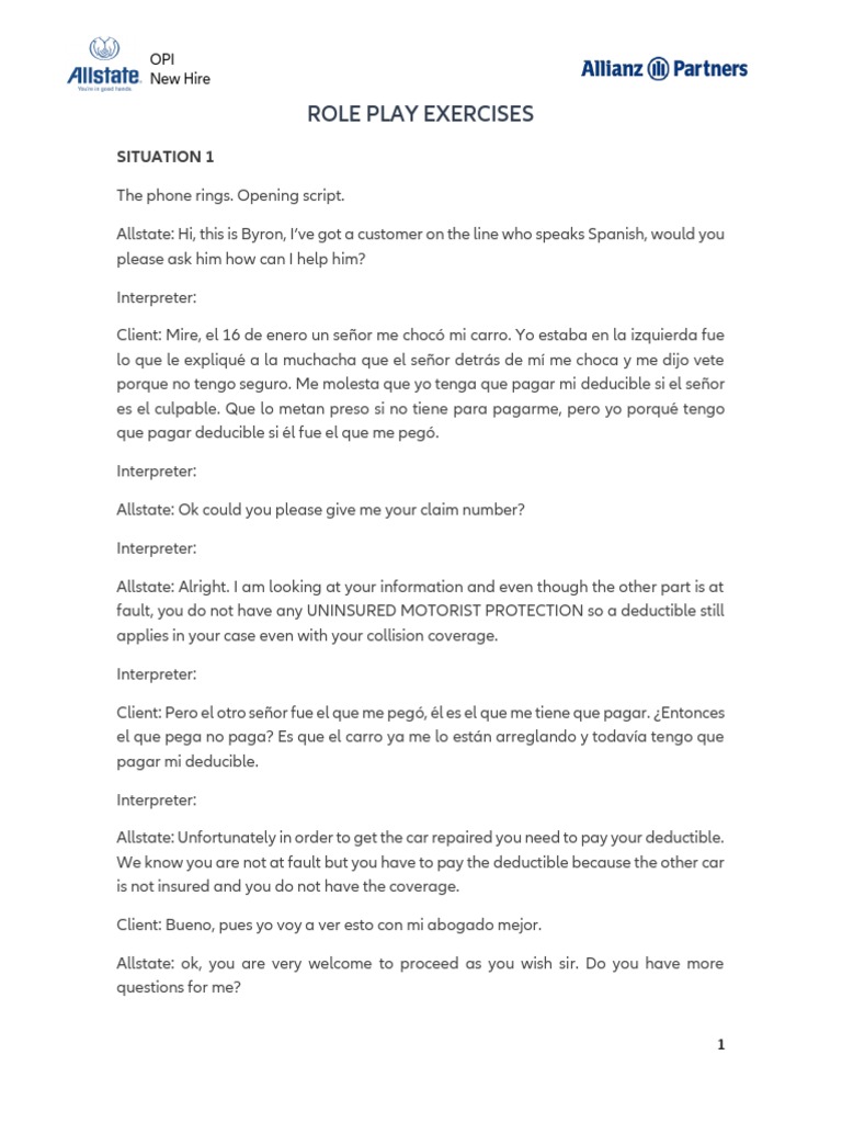 Role Play Exercises | PDF