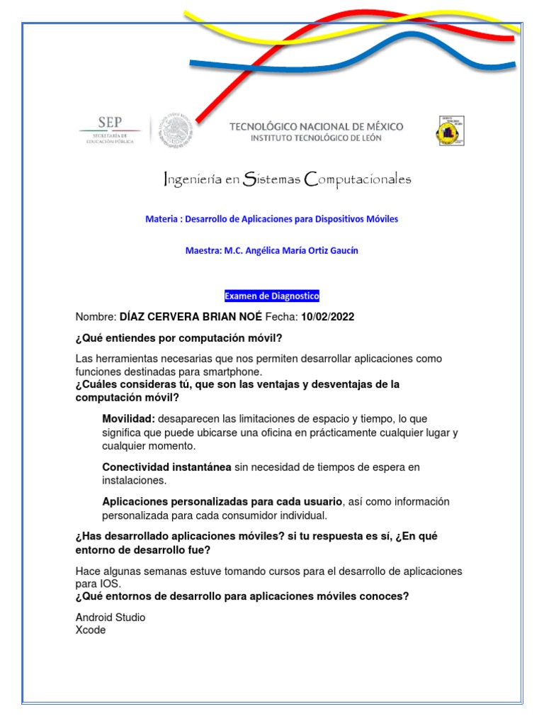 Examen de Diagnostico Desarrollo de App Móviles-Diaz Cervera Brian Noe ...