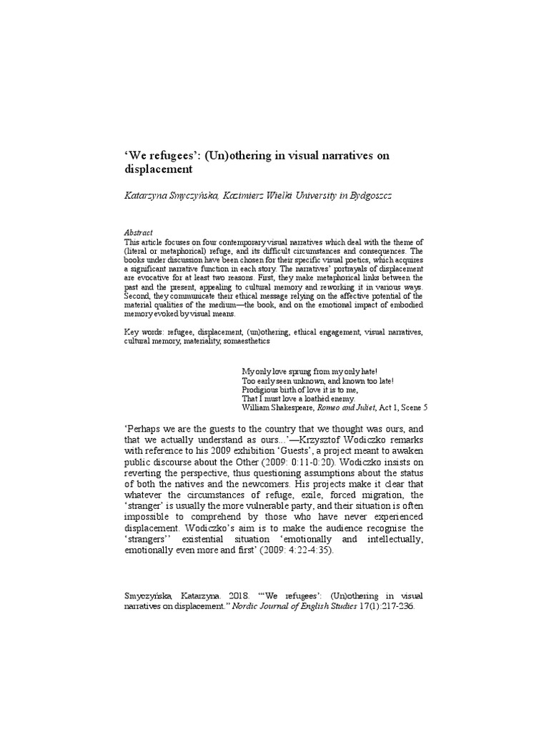 We Refugees' (Un) Othering in Visual Narratives On Displacement | PDF ...