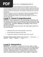 Literal, Inferential and Evaluative Levels of Comprehension | PDF