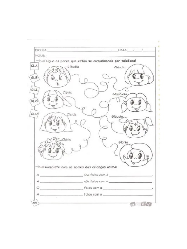 Atividades Com Gla Gle Gli Glo Glu 8 | PDF