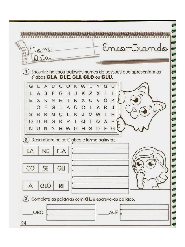 Atividades Com Gla Gle Gli Glo Glu 7 | PDF