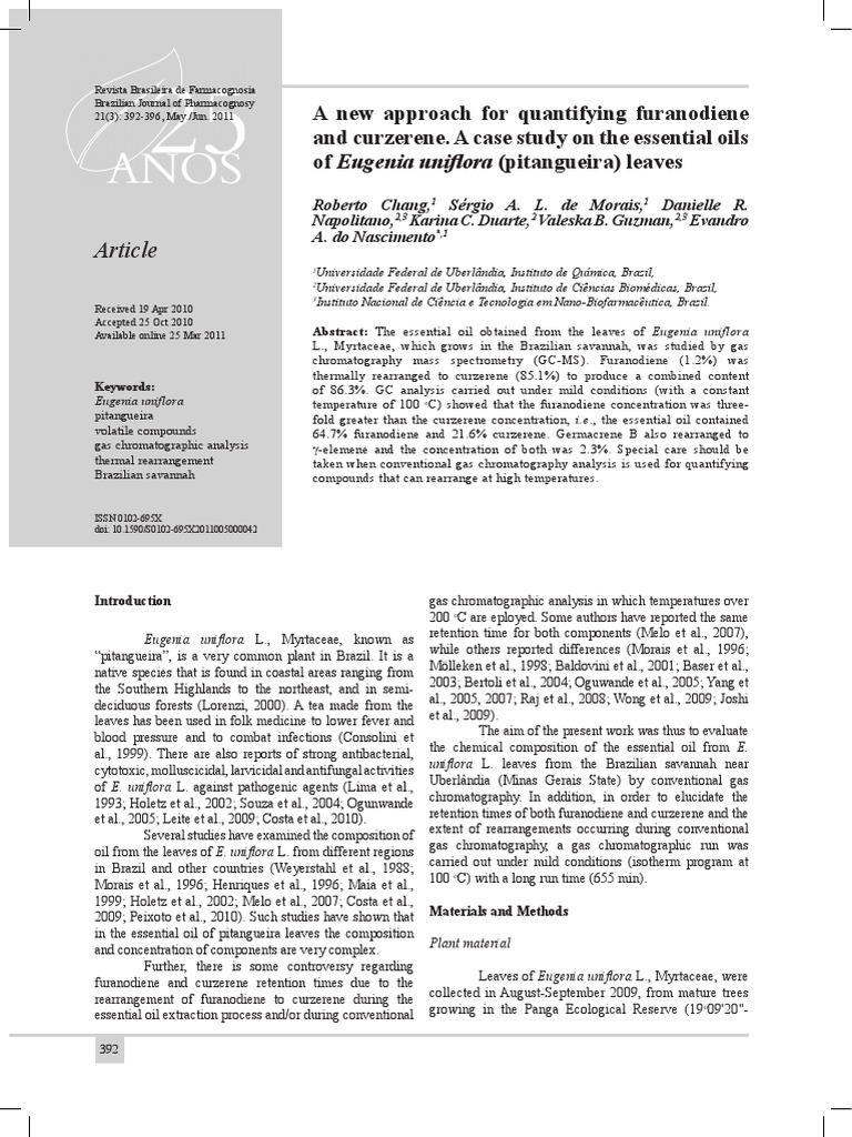 A New Approach For Quantifying Furandiene and Curzerene | PDF | Gas ...