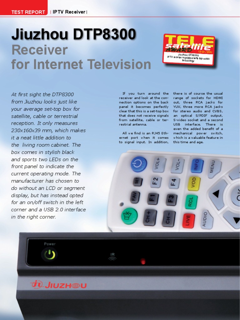 Jiuzhou DTP8300: Receiver For Internet Television | PDF | Iptv | Video ...