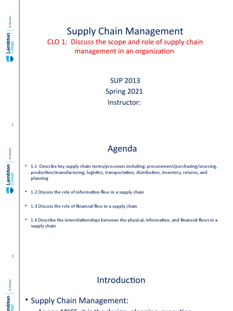 CLO 1 Scope and Role of SCM in An Organization | PDF | Supply Chain ...
