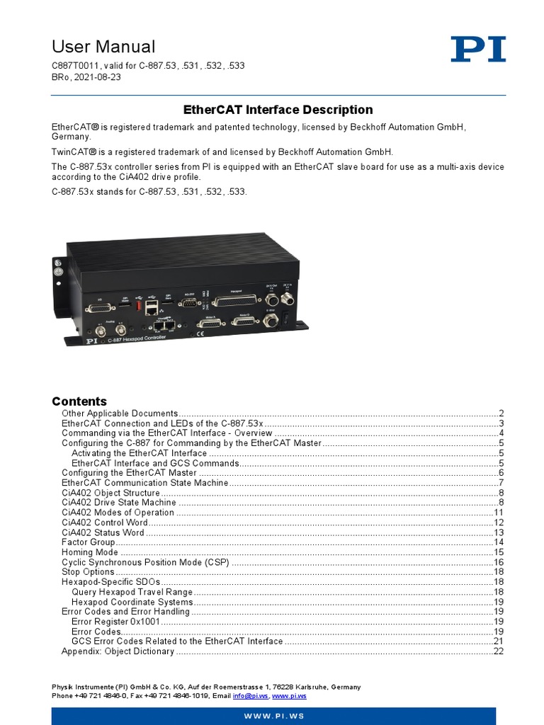 User Manual: Ethercat Interface Description | PDF | Input/Output | Computer Science