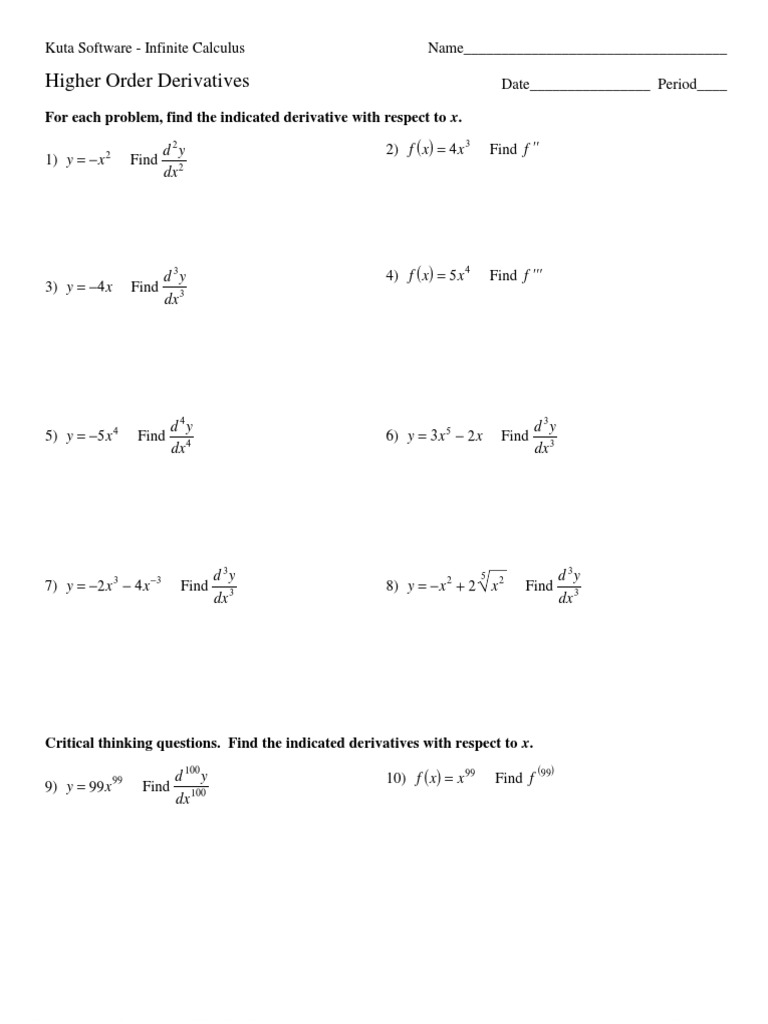 03 - Higher Order Derivatives | PDF | Theoretical Physics | Linear Algebra