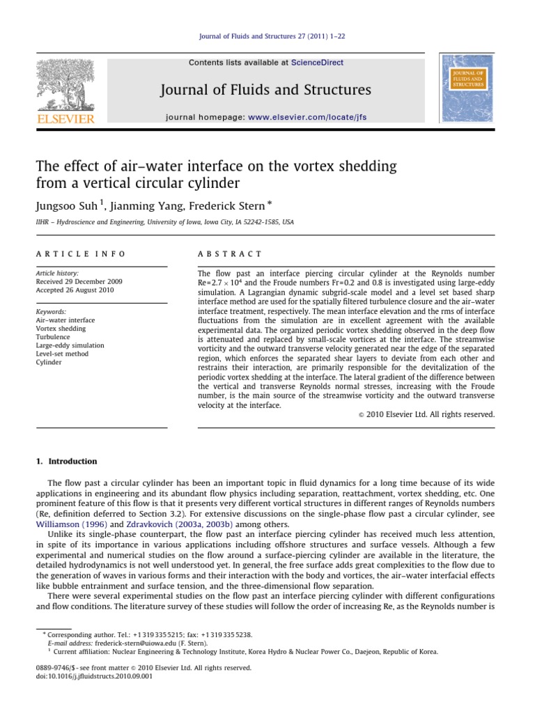 The effect of air-water interface on vortex shedding from a vertical ...