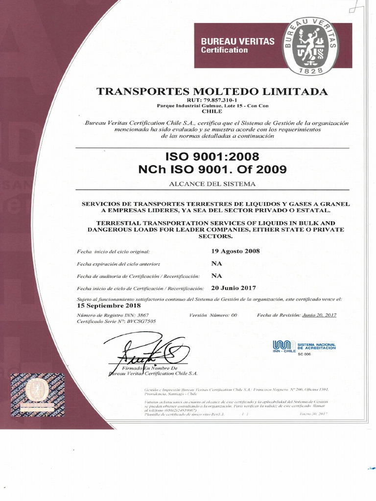 Certificado Iso 9001 2015 Pdf