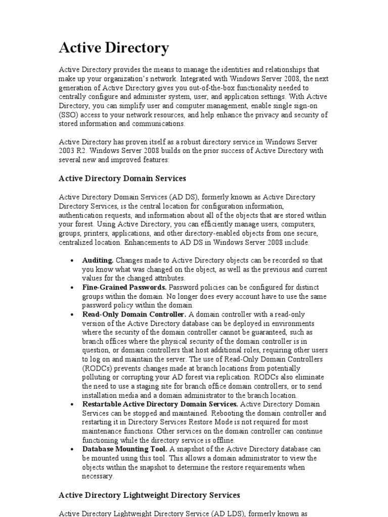Active Directory Domain Services | PDF | Active Directory | Information Technology