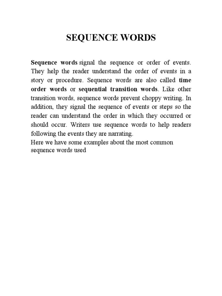 Sequence Words Explained | PDF