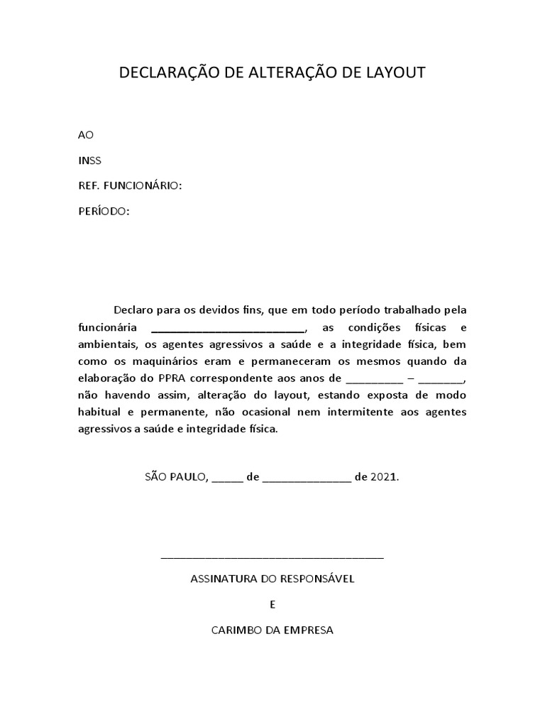 Modelo Declaração de Alteração de Layout | PDF