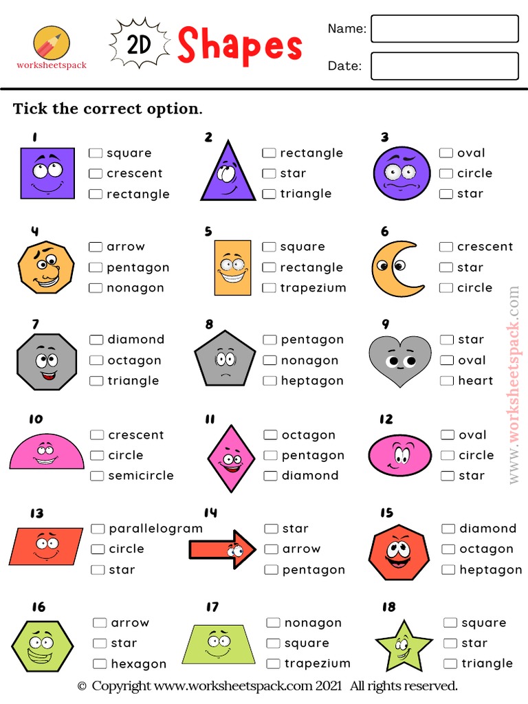 2D Shapes Quiz Shape Vocabulary Picture Test | PDF