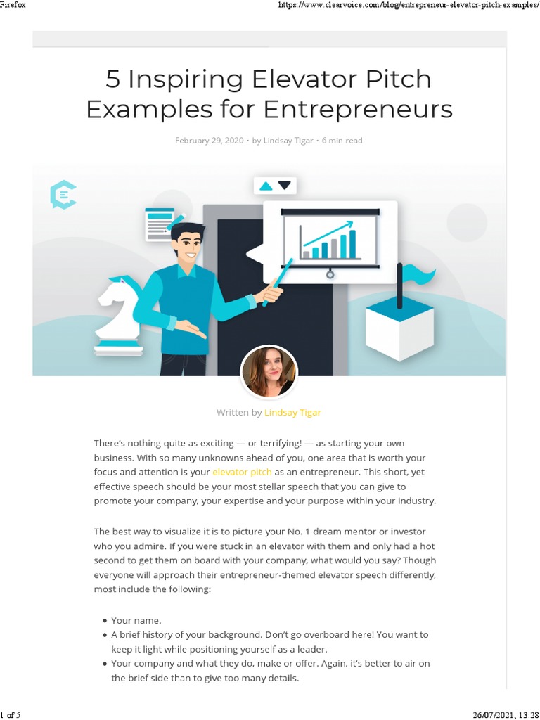 5 Elevator Pitch Examples For Entrepreneurs To Attract New Business | PDF