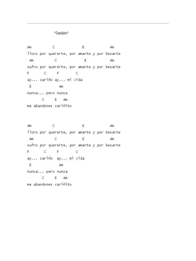 Acordes y letra de "Cariñito" | PDF