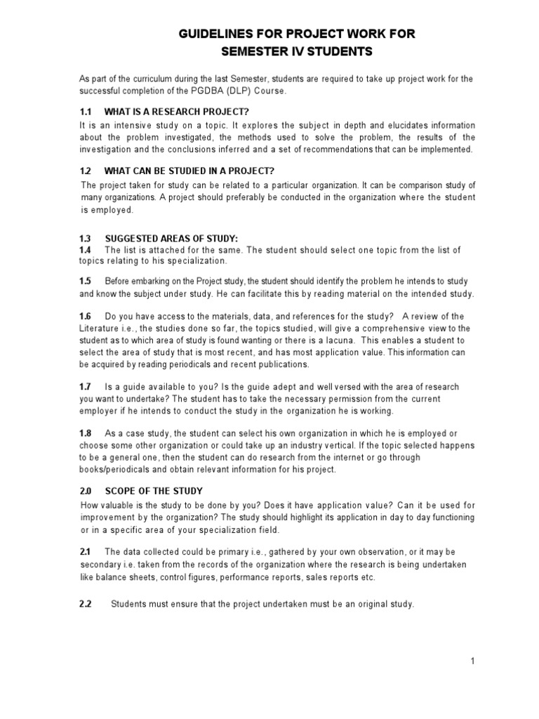 Guideline For Project Work | PDF | Business