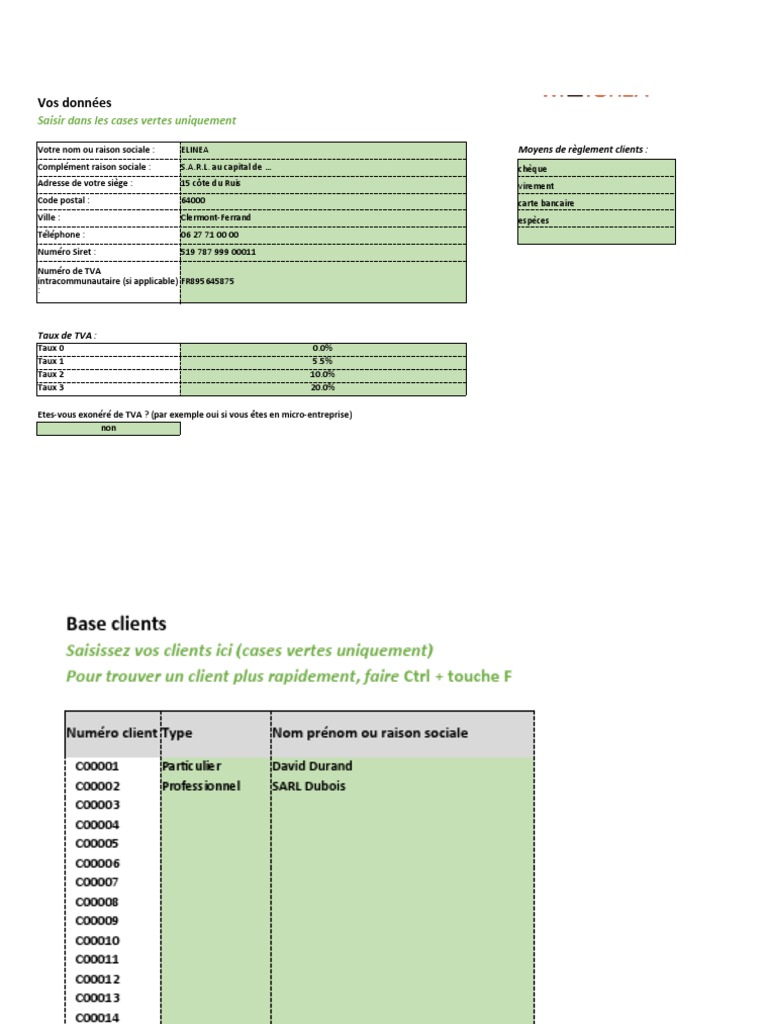 Facturier Outil de Facturation Excel Gratuit | PDF