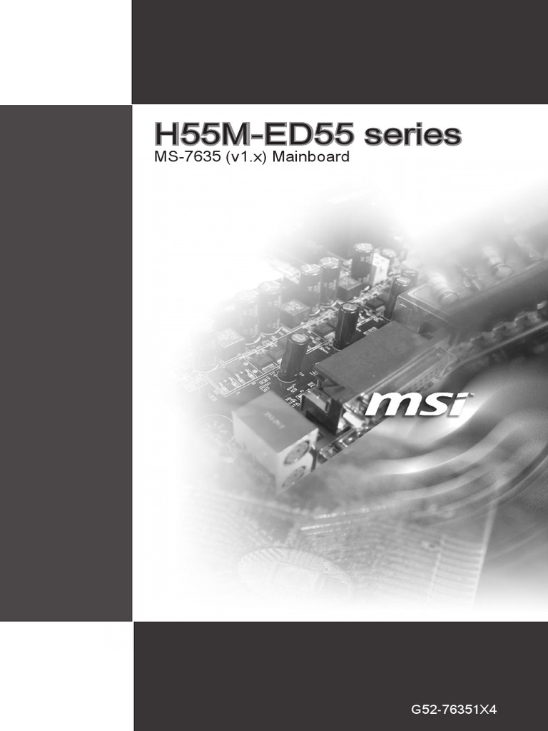 H55M-ED55 Seres: MS-7635 (v1.x) Manboard | PDF | Hdmi | Usb