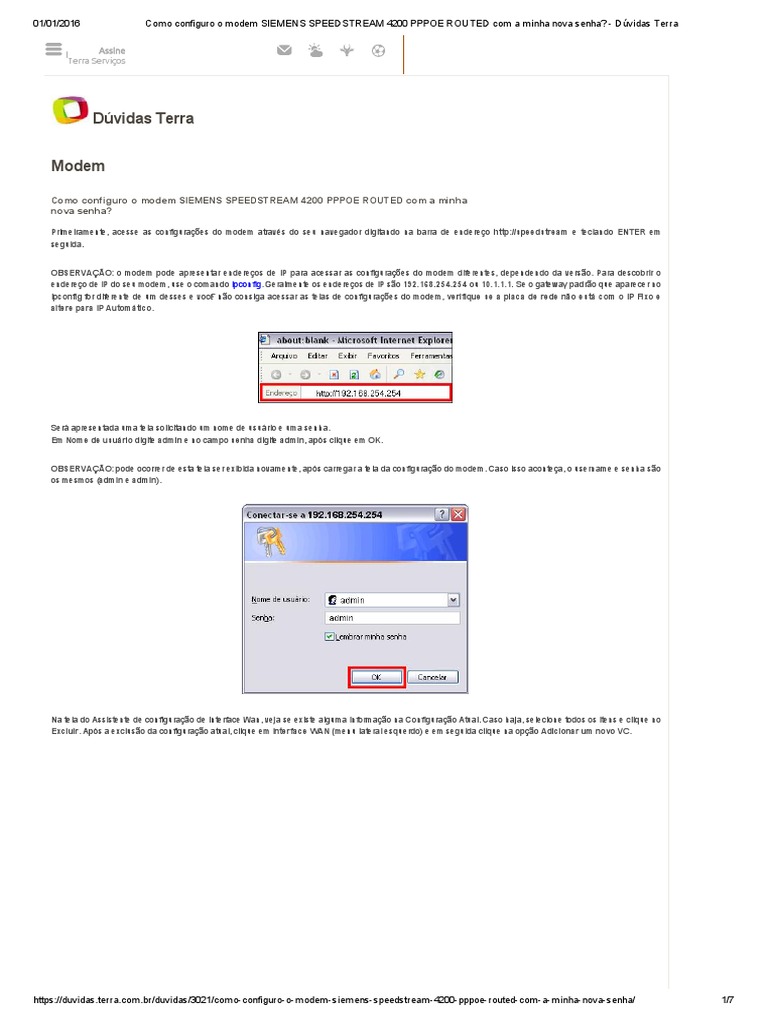 Como Configuro o Modem SIEMENS SPEEDSTREAM 4200 PPPOE ROUTED Com A ...