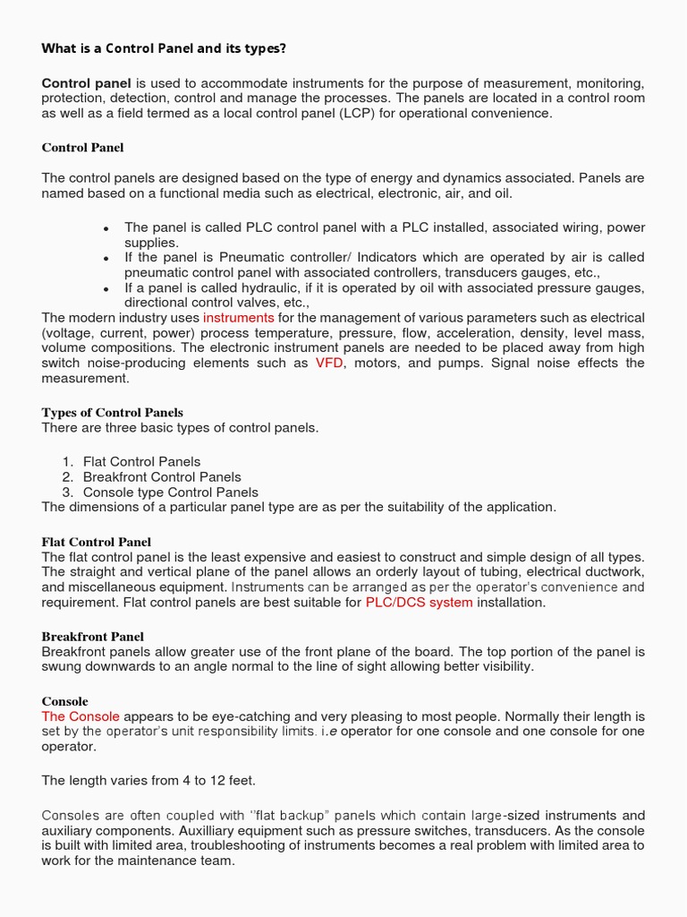 What Is A Control Panel and Its Types | PDF | Programmable Logic ...