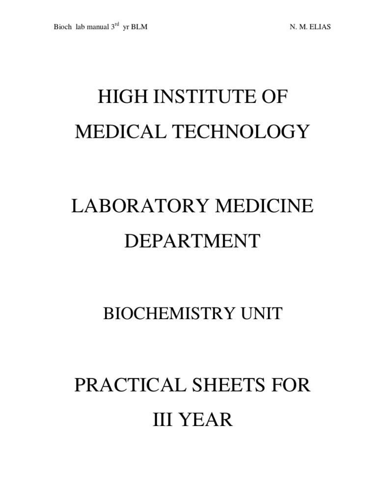 Clinical Biochemistry Practical I | PDF | Mole (Unit) | Spectrophotometry