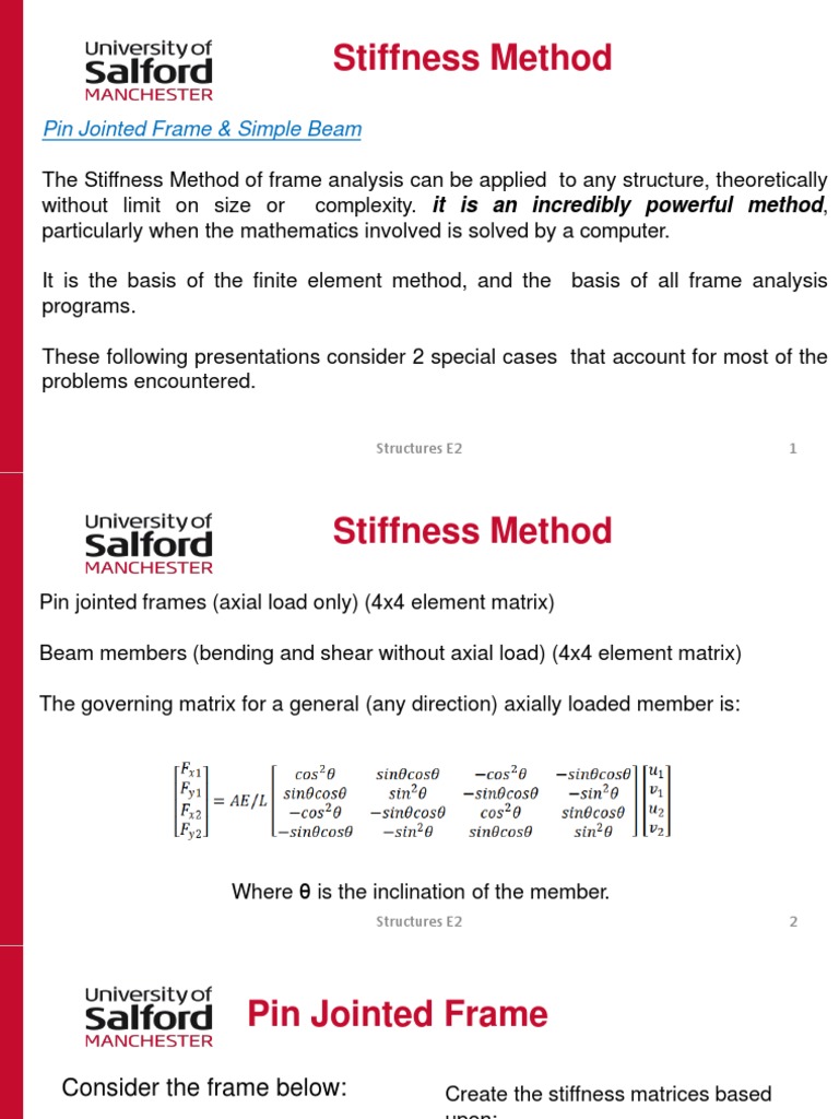 Stiffness Method Pin Jointed Frame | PDF | Matrix (Mathematics) | Beam ...