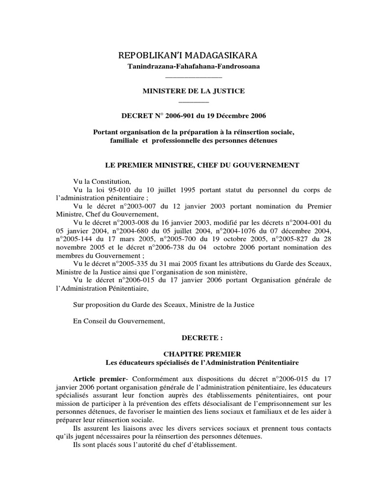 Réinsertion sociale des détenus à Madagascar | PDF | Crime et violence ...