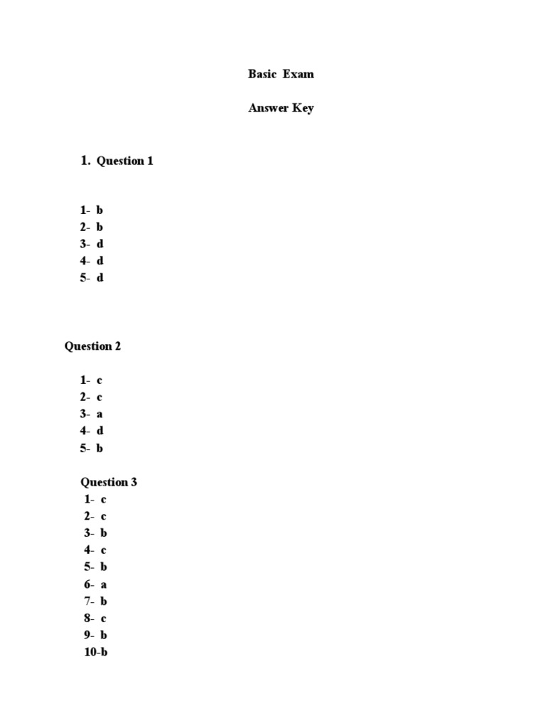 Basic Exam Answer Key Guide | PDF