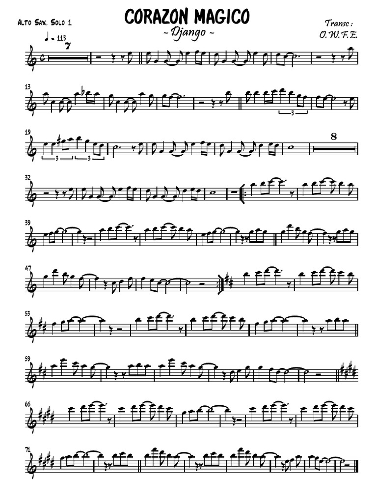 Corazon Magico - Saxo Alto Solo | PDF