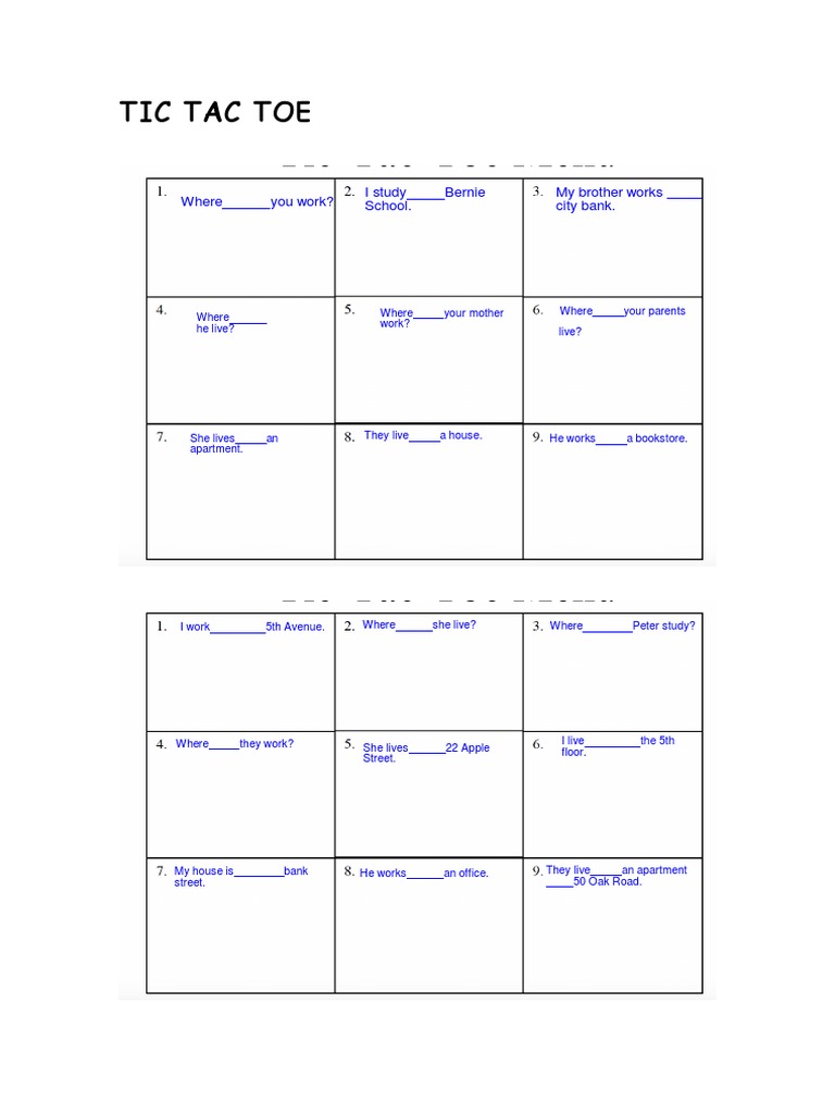 Tic Tac Toe Template | PDF