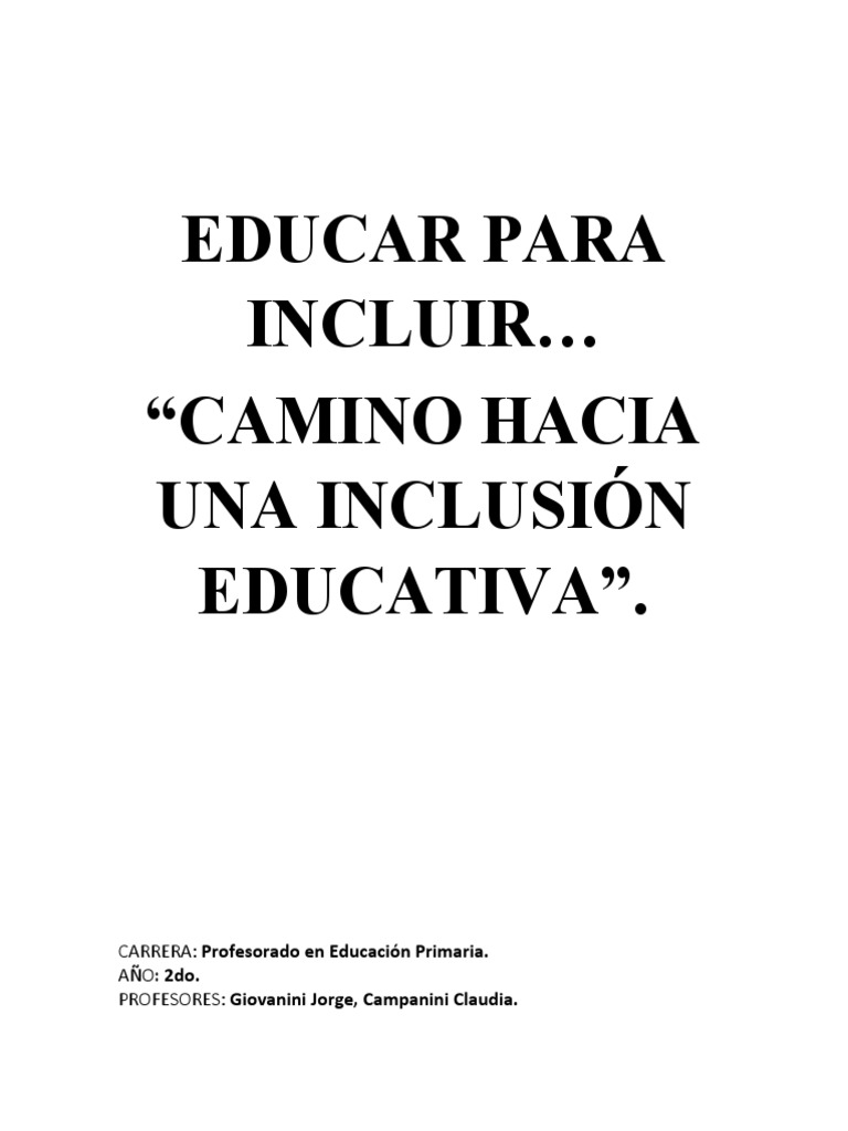 Educar para Incluir | PDF | Inclusión (Educación) | Plan de estudios