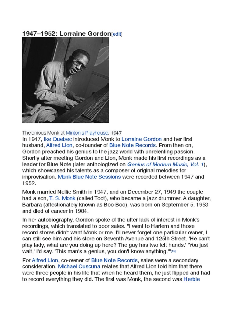 Thelonious Monk - Life and Works 3 | PDF | Jazz | African American Music