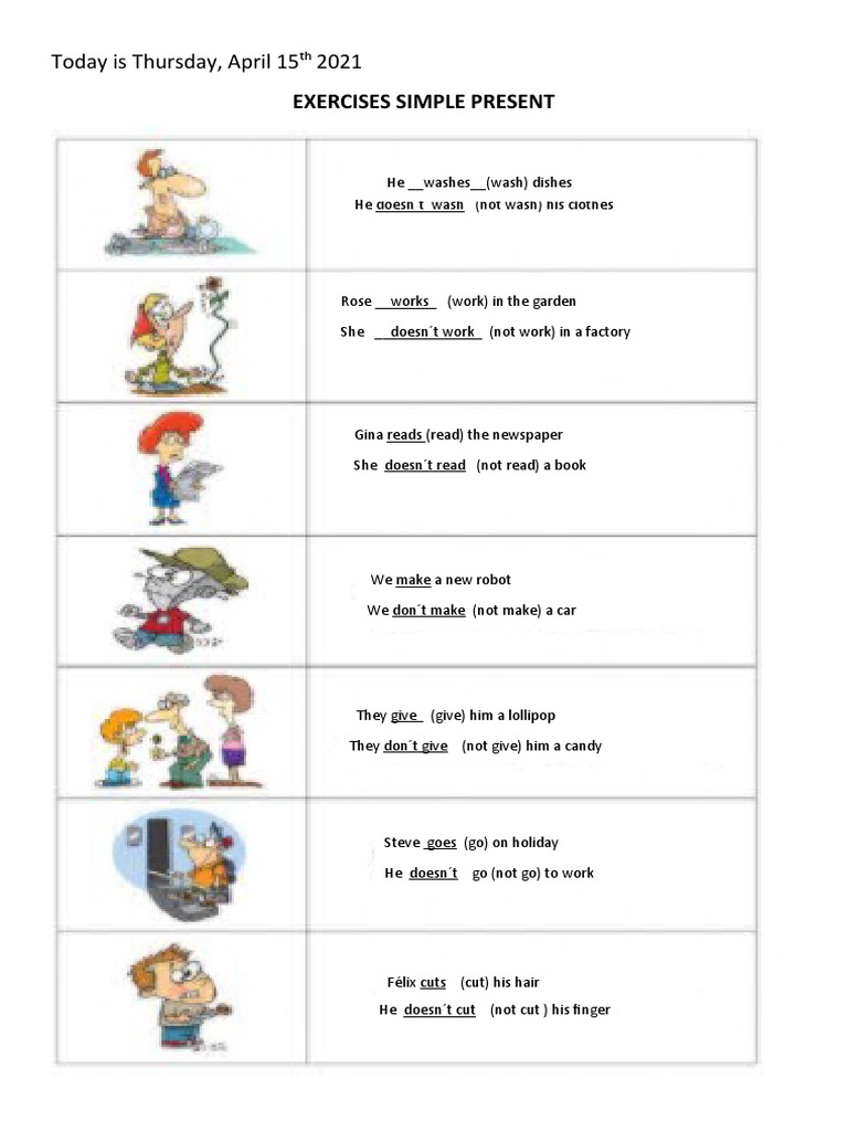 Simple Present Exercises and Homework | PDF